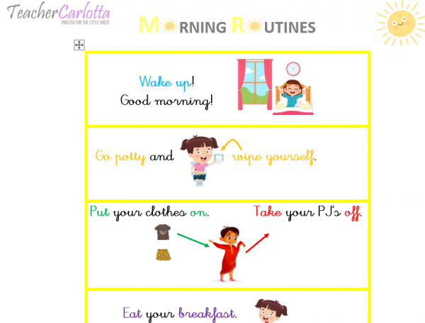 Póster Rutina Mañanera | Inglés con mis peques