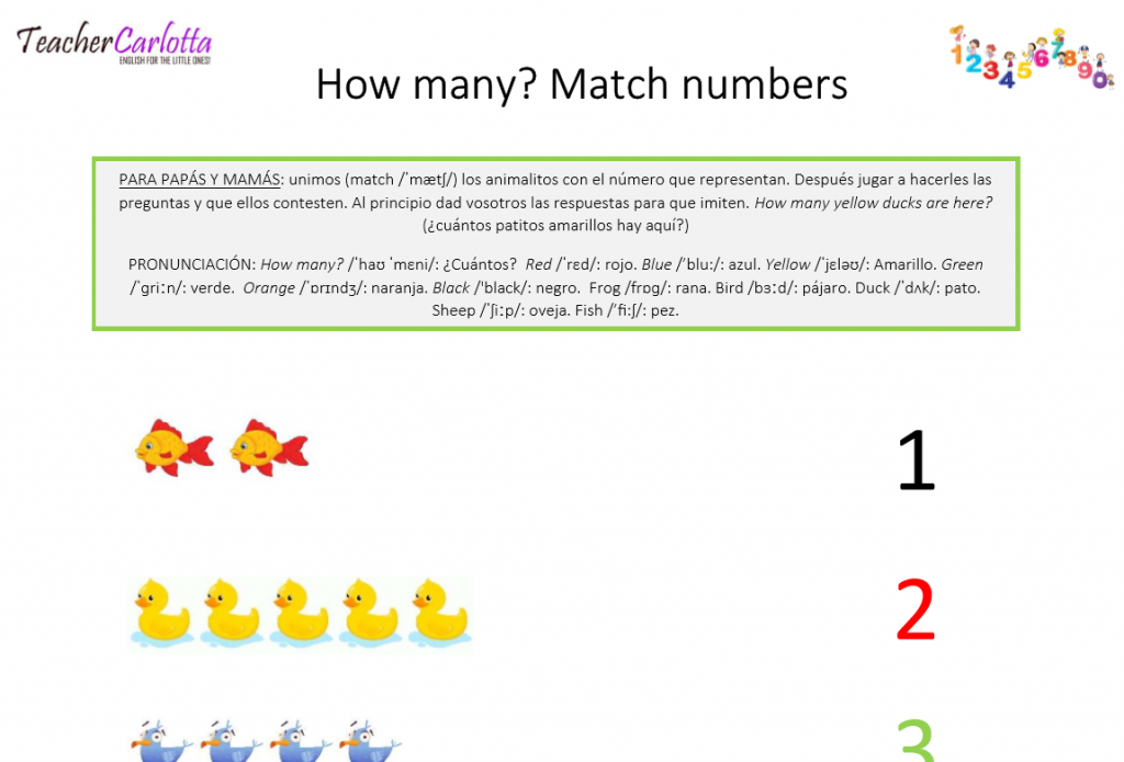 How many? Animales y Números 1 a 5 | Inglés con mis peques